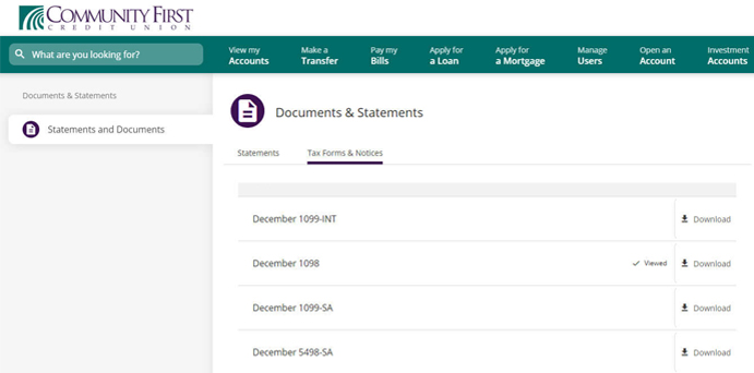 Tax Info - Community First Credit Union
